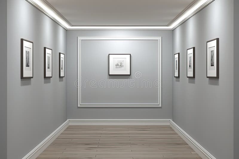 Simple Minimalist Gallery Setup with Photo Frames on a Clean Wall Stock ...