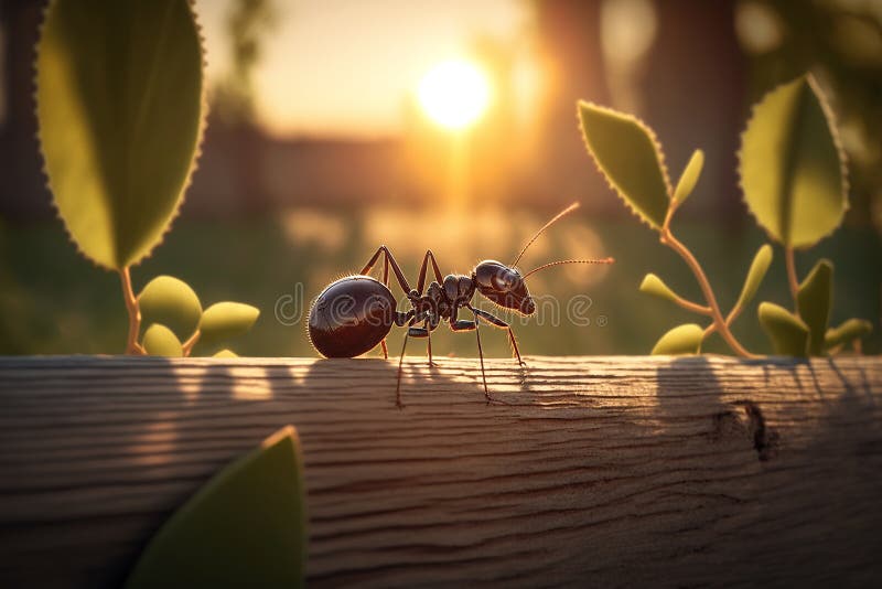 Ant on Tree Branch in the Morning Stock Photo - Image of mandible, bark ...