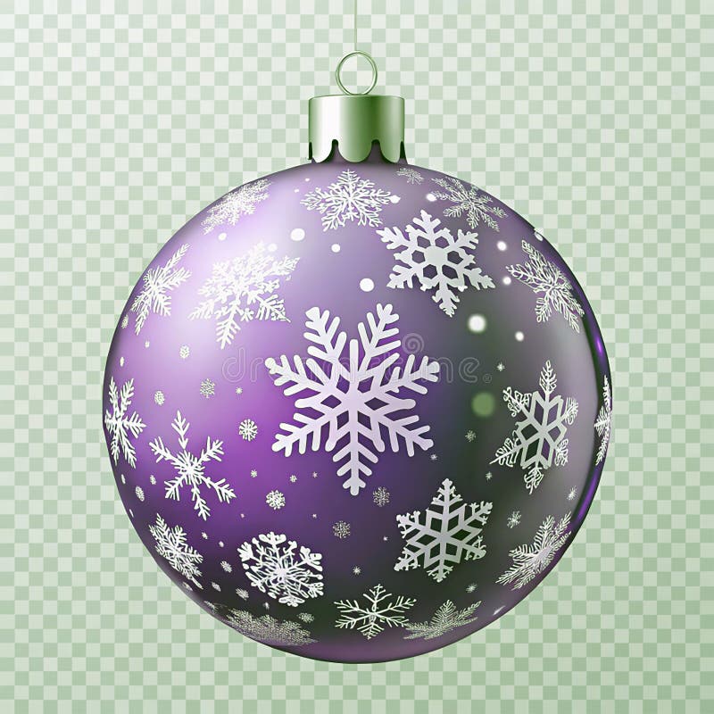 Single Purple Ornament with Simple Snowfall Design - Isolated on White ...