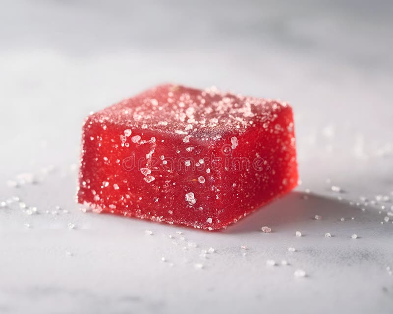 Frosted Ruby Gummy Candy with Sugar Crystals on Soft Focus Background ...