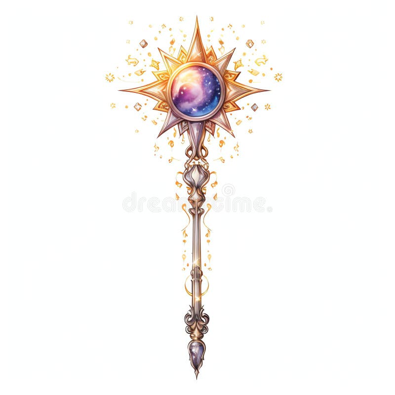 Solar Scepter Fantasy Sky Night Gazing Watercolor Stock Illustration ...