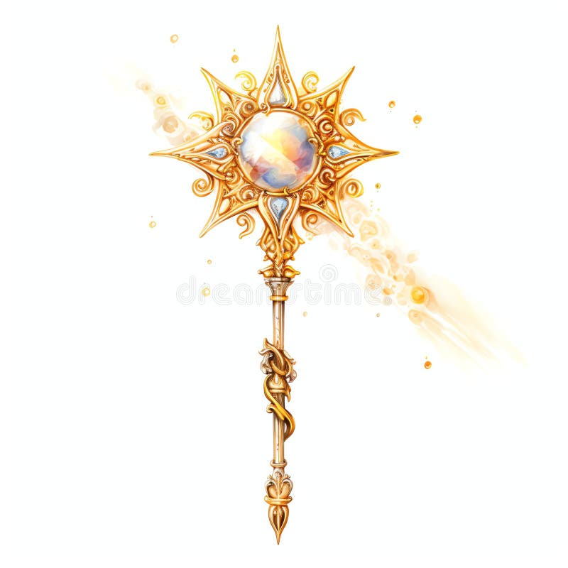 Solar Scepter Fantasy Sky Night Gazing Watercolor Stock Illustration ...
