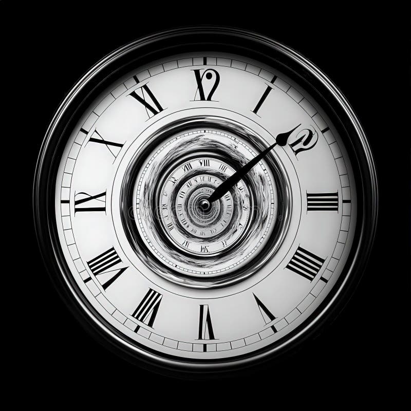 Spiral Clock Face with Concentric Roman Numerals Stock Image - Image of ...