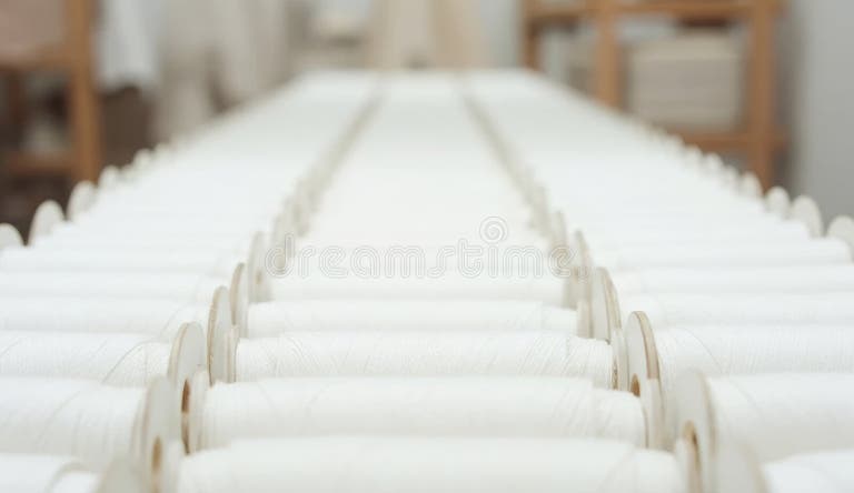 Spools of White Sewing Thread in Workshop, AI Generated Stock ...