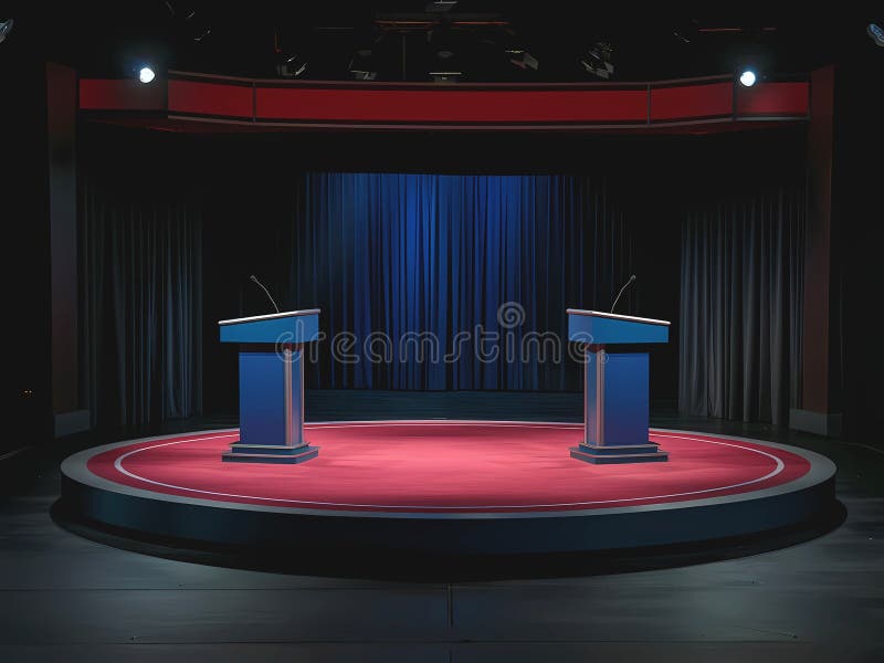 AI_Generated Image of a Stage with Two Podiums and a Red Carpet Stock ...