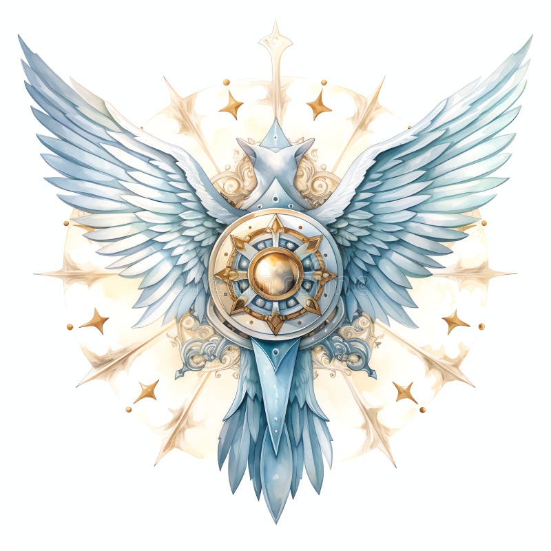 Star and Winged Disk Symbolizing Various Deities Illustration Stock ...