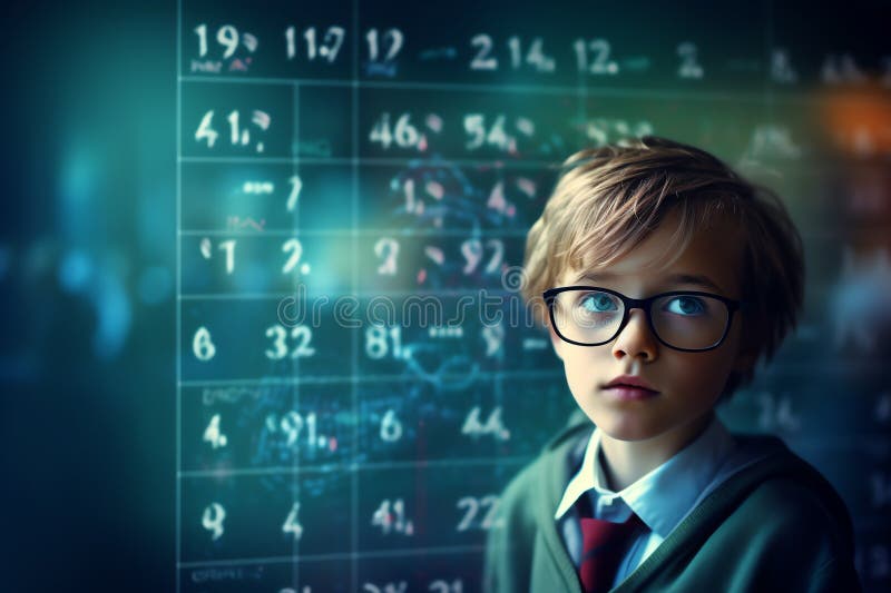 Student Excelling in a Math Competition, Smart Kid in School Stock ...