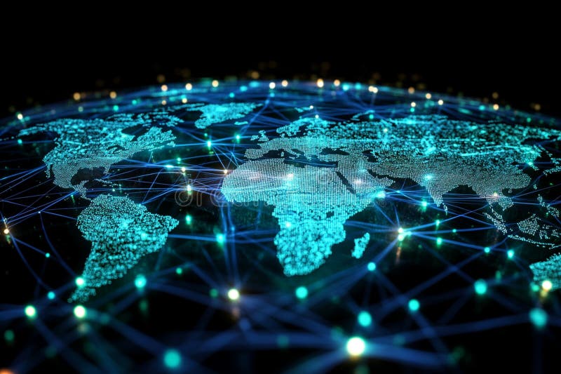 AI Generated Image. Global Network Visualization Showcasing ...