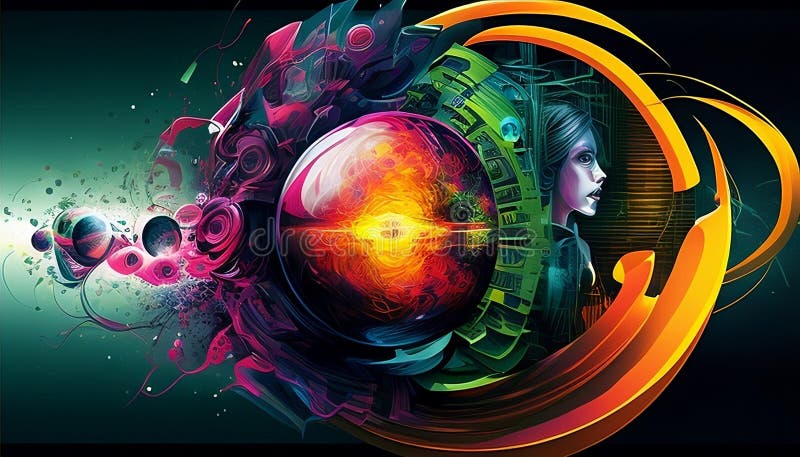 Genesis of a Digital World, Made with Generative AI Stock Illustration ...