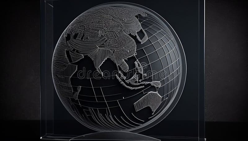 Blueprint Wireframe of Translucent Earth on Black Background Made with ...