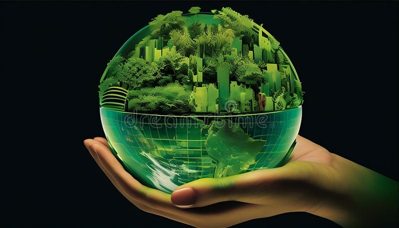 Saving Earth: a Futuristic Green Planet in Your Hands, Made with ...