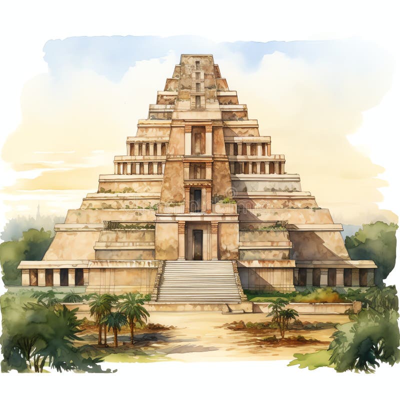 Sumerian Temple Complex with a Ziggurat at Its Center Illustration ...