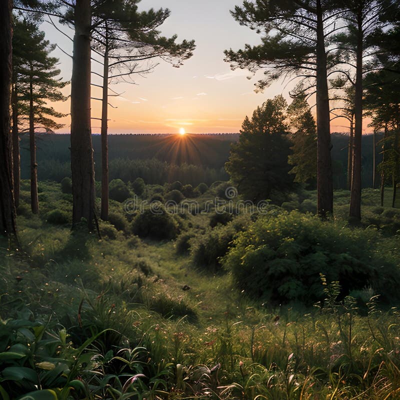 AI Generated Image of the Sun Rising from the Horizon in a Jungle Stock ...