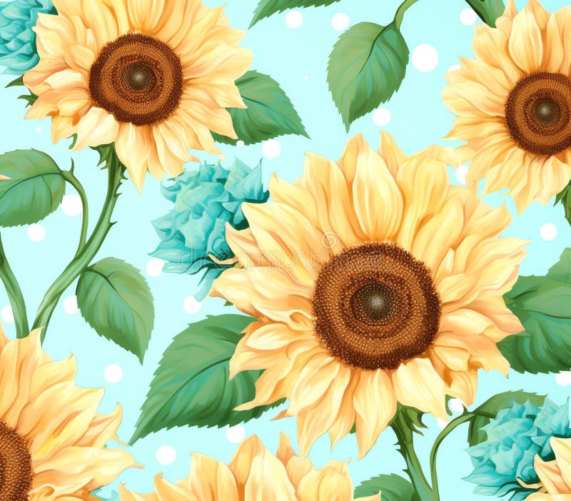 Sunflowers on a Bright Leopard Print Southern Style Pattern Background ...