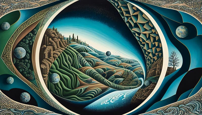 Abstract Geometric Earthscape, Inspired by M.C. Escher, Made with ...