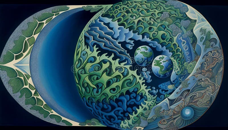 Abstract Geometric Earthscape, Inspired by M.C. Escher, Made with ...