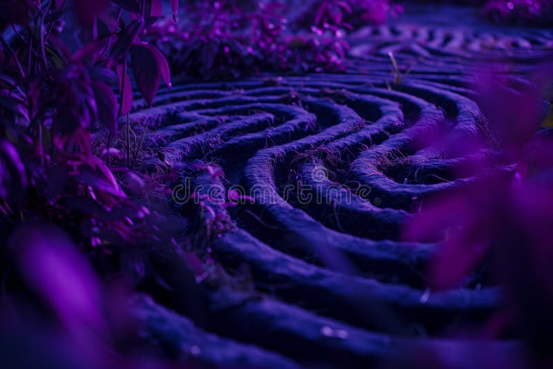AI Generated Image. Surreal Purple Garden Labyrinth Stock Illustration ...