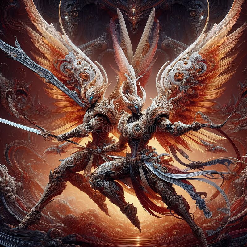 AI-Generated Image, Symphony of the Celestial Warriors Stock Illustration - Illustration of ...