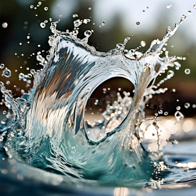 AI Generated Image of a Tall Water Splash Close-up View with Blurred ...