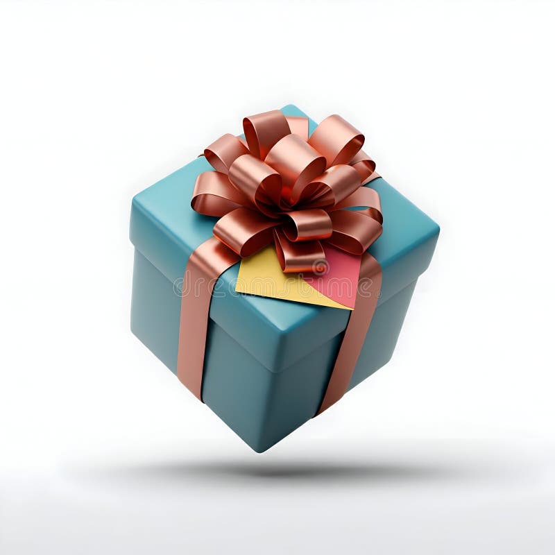 Luxurious Teal Gift Box with Satin Ribbon on Blue Background - Perfect ...