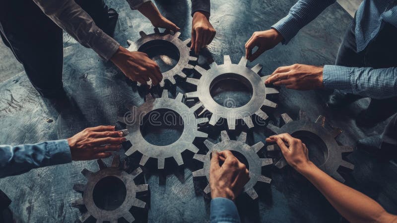 An Ai Generated Image of a Team of People Meticulously Assembling Gears ...