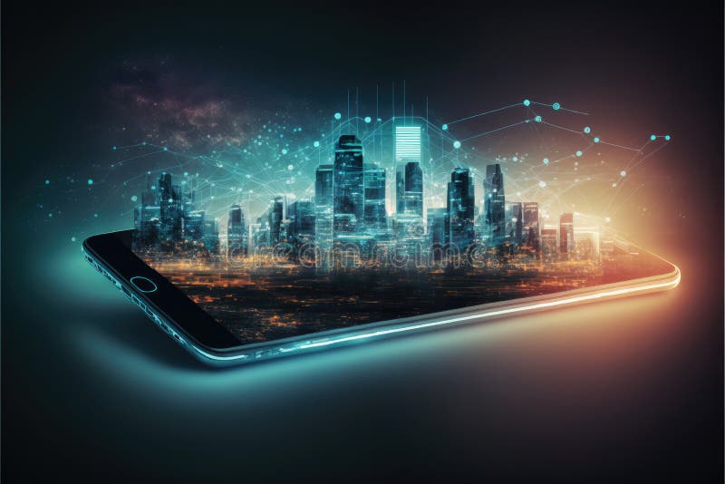 Ai Generated Image of Telecommunication Network Above City Stock ...