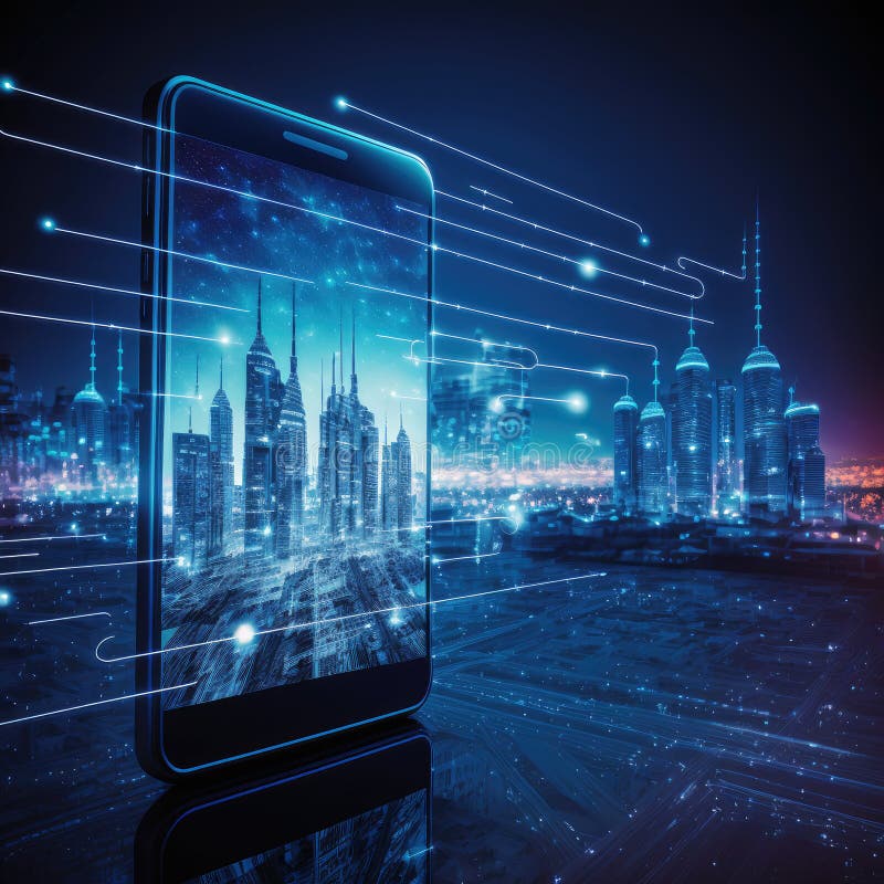 Ai Generated Image of Telecommunication Network Above City Stock ...