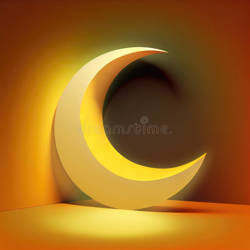 Ai Generated Image of Three Dimension Yellow Crescent Stock ...