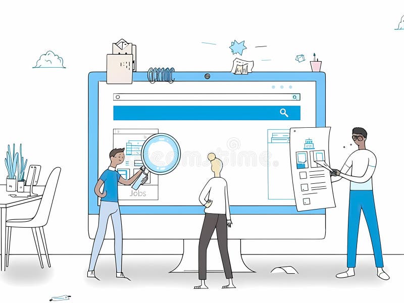 AI-Generated Image of Three People are Looking at a Computer Screen ...