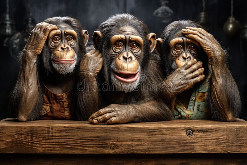 AI-Generated Image: Three Playful Monkeys Stock Illustration ...