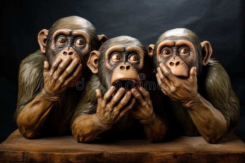 AI-Generated Image: Three Playful Monkeys Stock Illustration ...