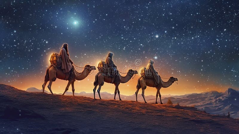 Three Wise Men on Camels in the Desert Stock Illustration ... Three Wise Men on Camels in the Desert Stock Illustration ...