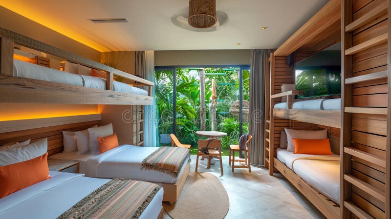 Family-Friendly Hotel Suite with Bunk Beds and Playful Decor Stock ...