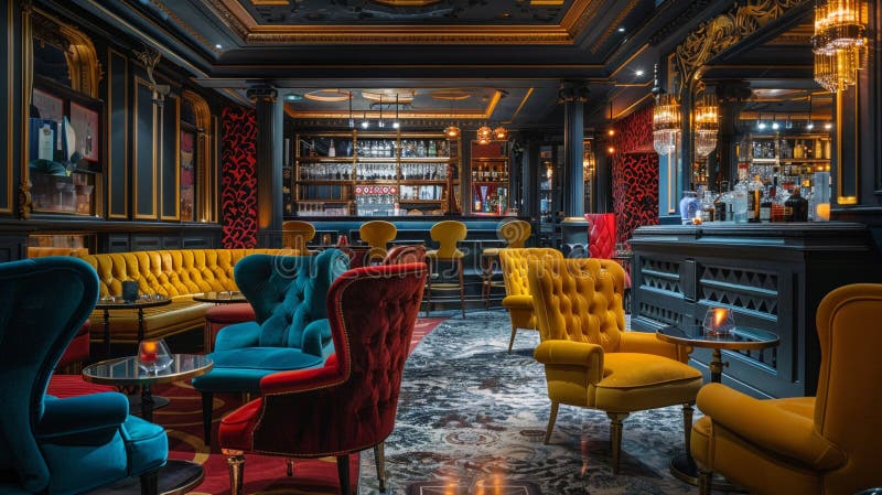 Glamorous Hotel Cocktail Bar with Sophisticated Atmosphere Stock ...