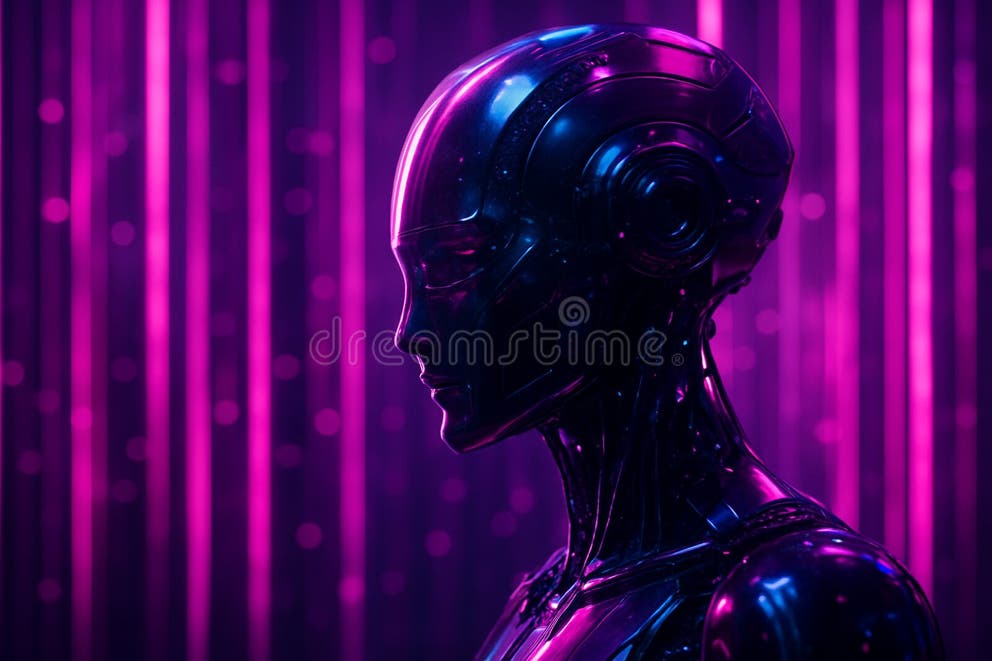 AI Generated Image of a Translucent Android Head in Profile View ...
