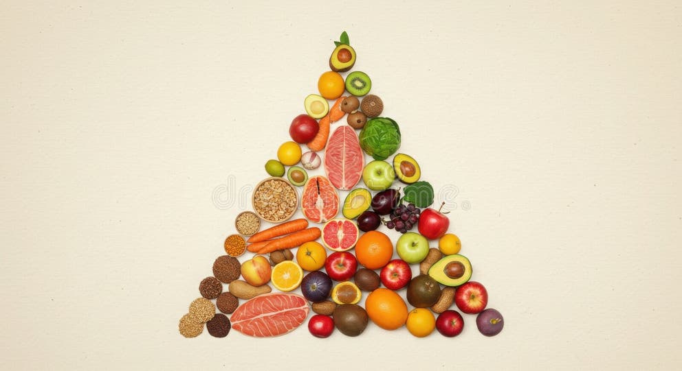 Healthy Food Pyramid of Fruits and Veggies Stock Illustration ...