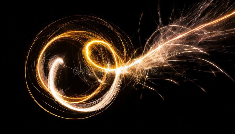 Sparking Fire Twirl at Night Stock Illustration - Illustration of ...
