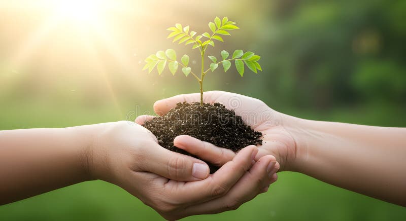 Two Hands Holding a Growing Plant Stock Photo - Image of earth, ecology ...