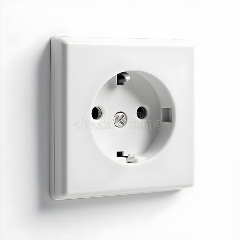 Electric White Socket for EU Plug on a White Empty Background Stock ...