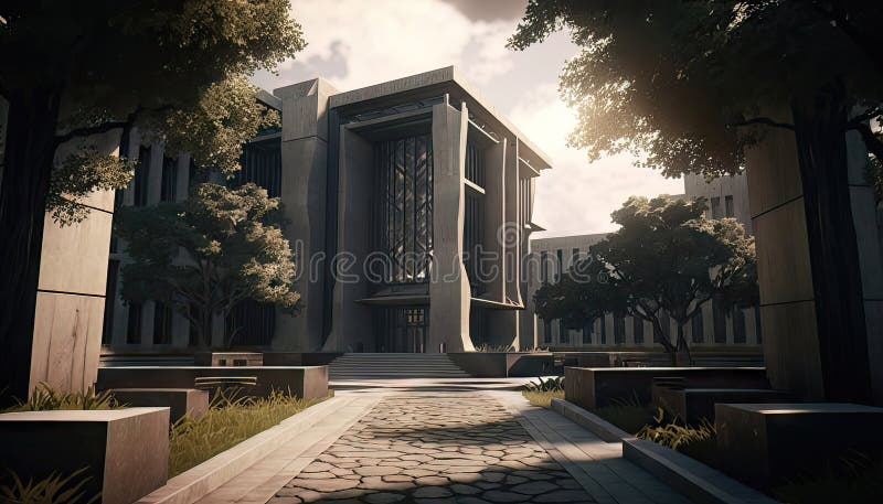 AI Generated Image of an University Campus Stock Illustration ...