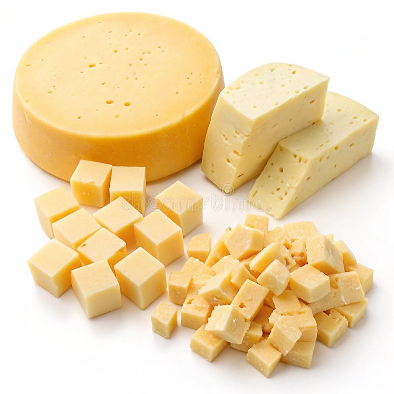 Cheese Isolated on White Background - AI-Generated Food Art Stock Image ...