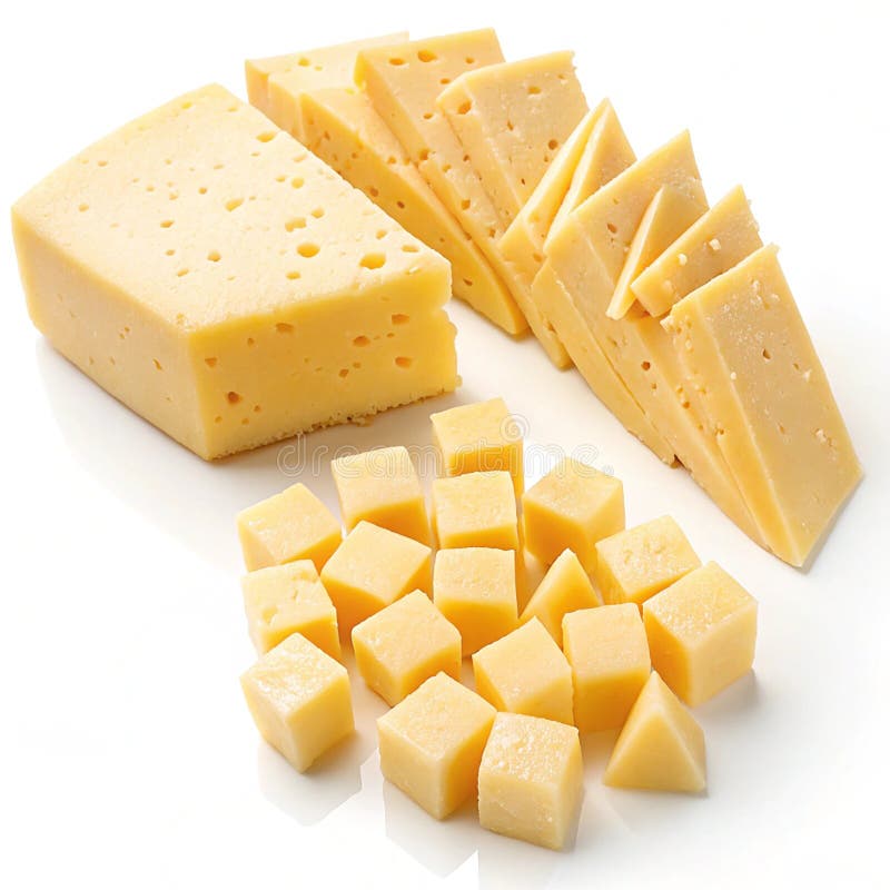 Cheese Isolated on White Background - AI-Generated Food Art Stock Image ...