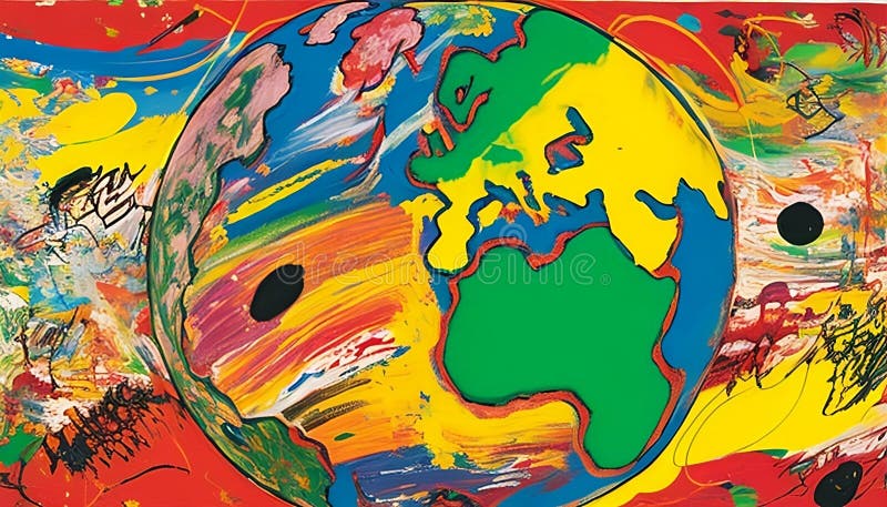 Basquiat Earth: a Vibrant and Chaotic Global Landscape, Made with ...