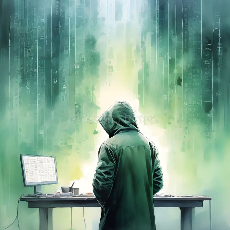 A Vibrant Flowing of Colorful Silhouette Cyber Crime Hacker Breaking ...