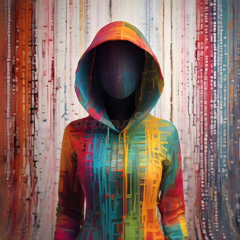 A Vibrant Flowing of Colorful Silhouette Cyber Crime Hacker Breaking ...