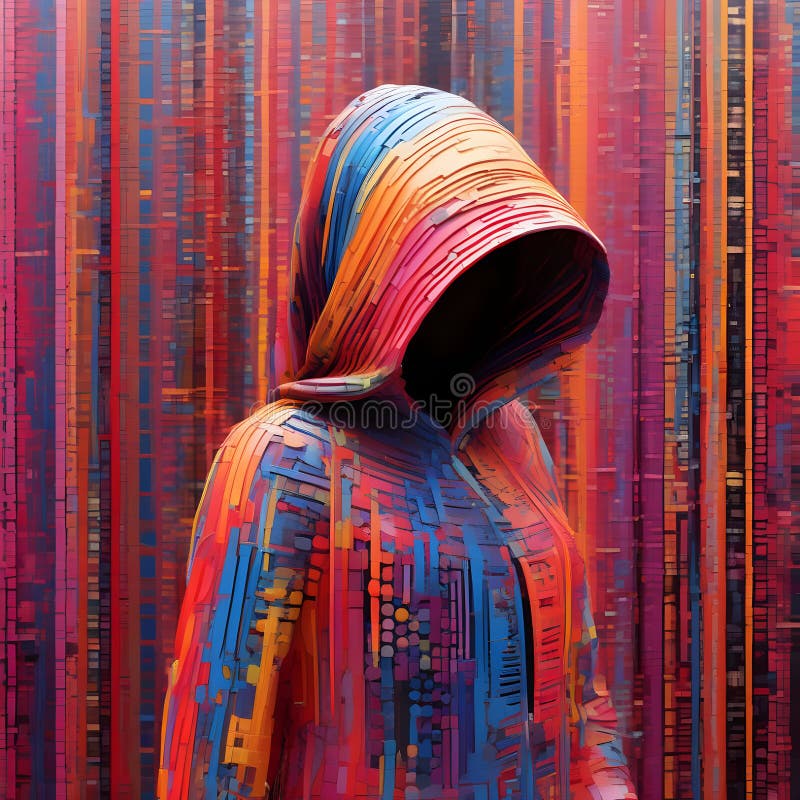 A Vibrant Flowing of Colorful Silhouette Cyber Crime Hacker Breaking ...