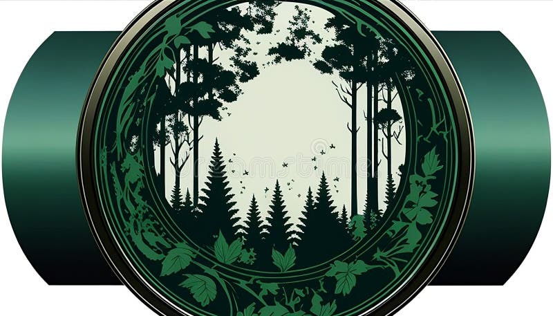 Emerald Forest Emblem, Vivid and Lively Nature Scene, Made with ...