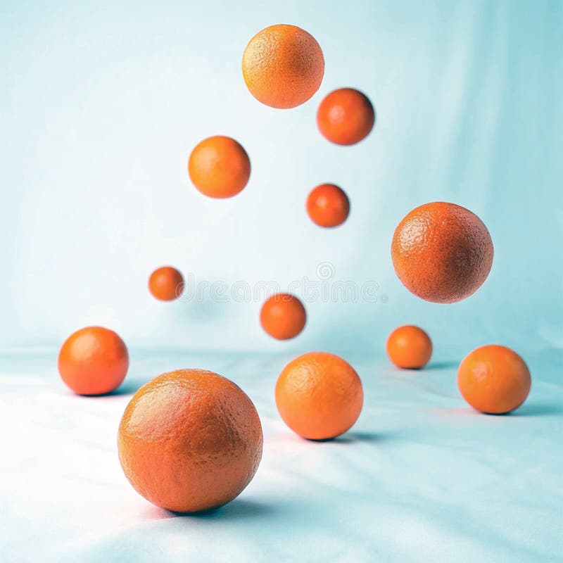 Flying Orange 3D Spheres on White Background - AI-Generated Abstract ...
