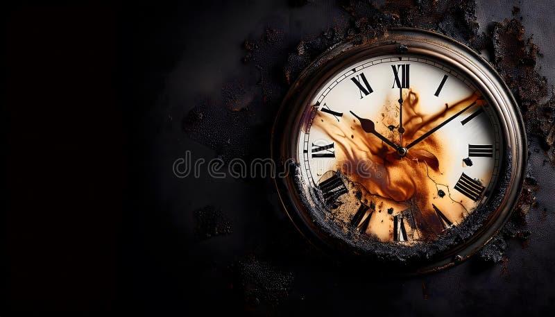 Wall Clock Burned and Melted by Fire, Analog Clocks, an Old Retro Timer ...