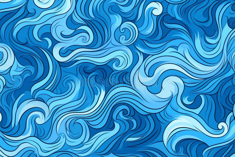 Wave Pattern in Different Shades of Blue Stock Illustration ...